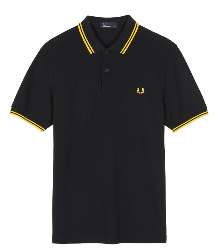 FRED PERRY, POLO, BLACK / YELLOW – Harris Tweed Shop