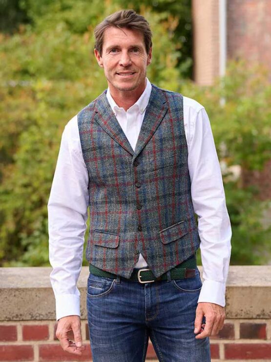 Harris Tweed Weste “Wales“ In Royal Check – Harris Tweed Shop